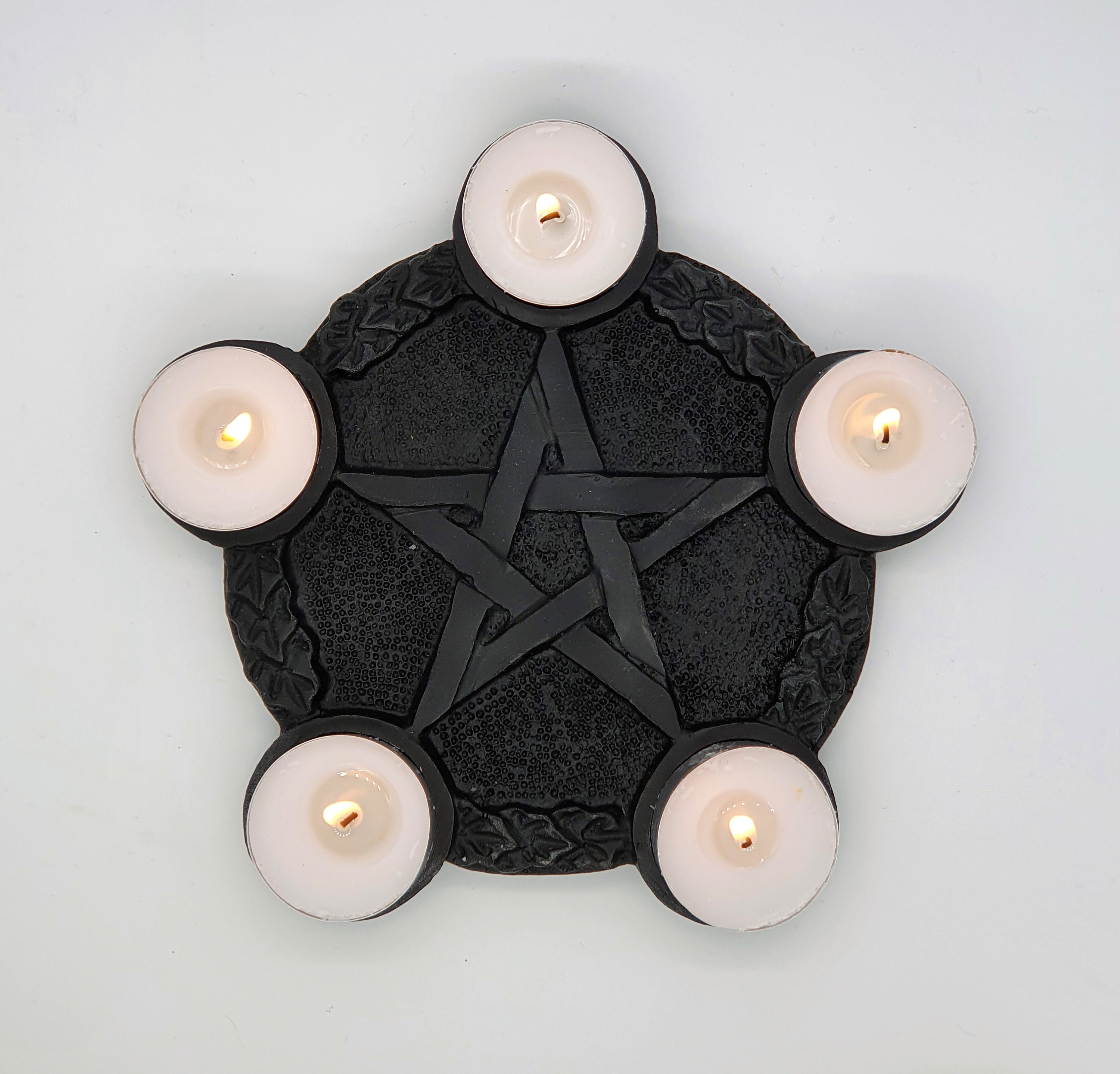 Round Pentagram Pentacle Candle Tealight Holder Pagan Wicca - Etsy