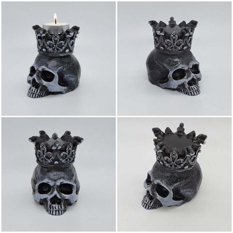 Human Realistic Replica Skull Crown Tealight Candle Holder Handmade ...