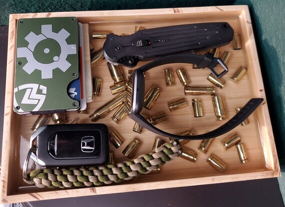 Large EDC Tray Bamboo Brass Casings and Resin | Etsy