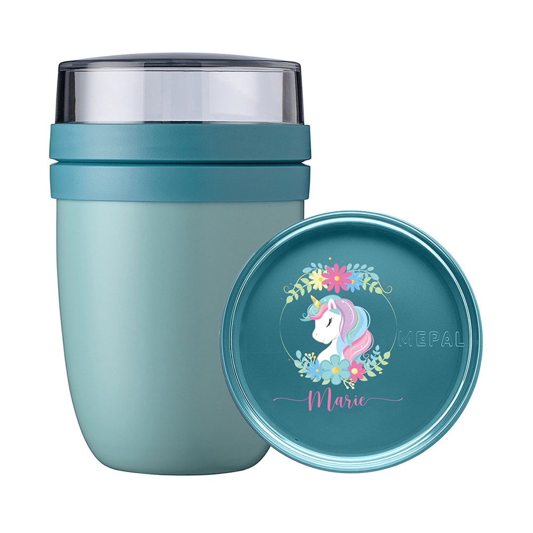 Personalized Thermo Mepal Lunchpot Ellipse Cute Unicorn With Flower ...