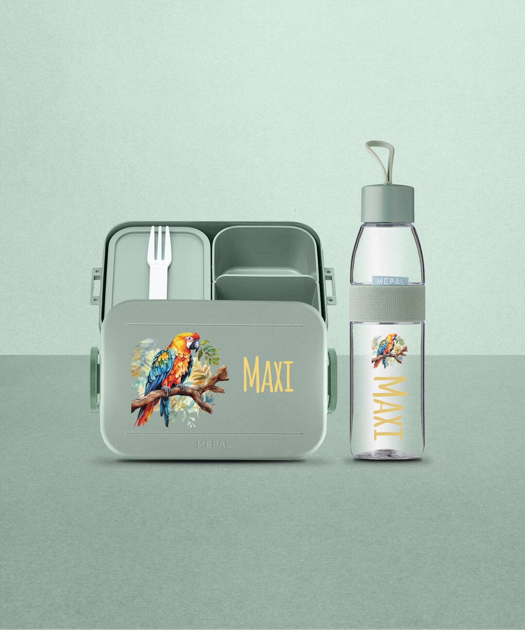 Mepal Lunch Box Set With Cute Parrot and Desired Name - Etsy