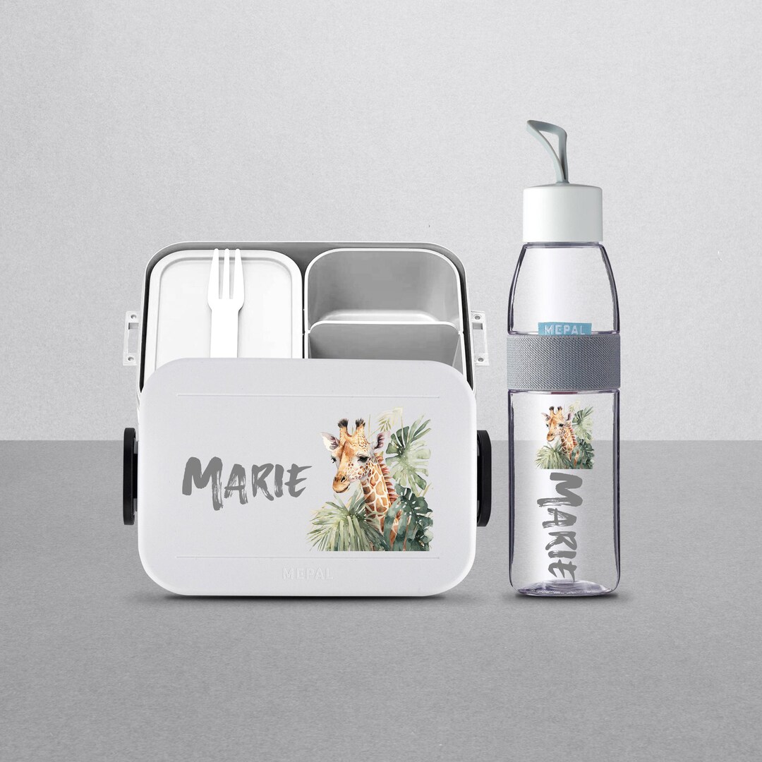 Mepal Lunch Box Set With Cute Giraffe Motif With Desired Name ...