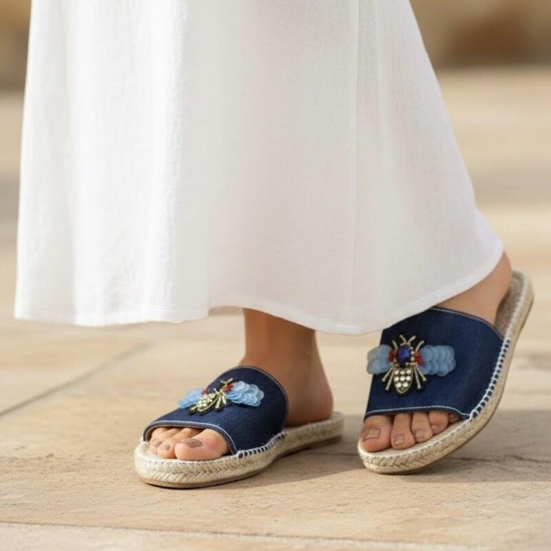 Embellished Slide Sandals - Etsy