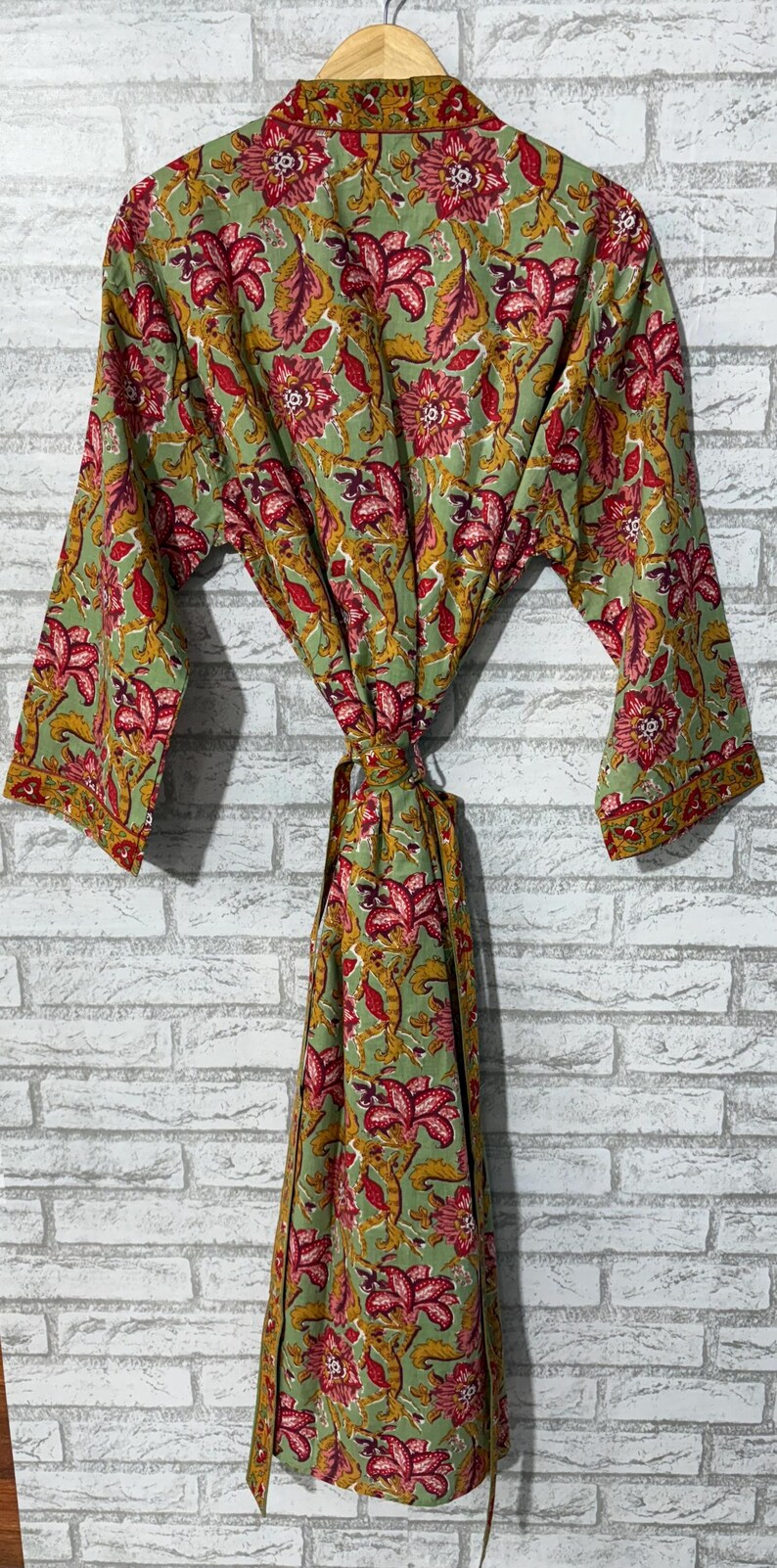 Boho Cotton Kimono Robe: Floral Print Loungewear - Etsy