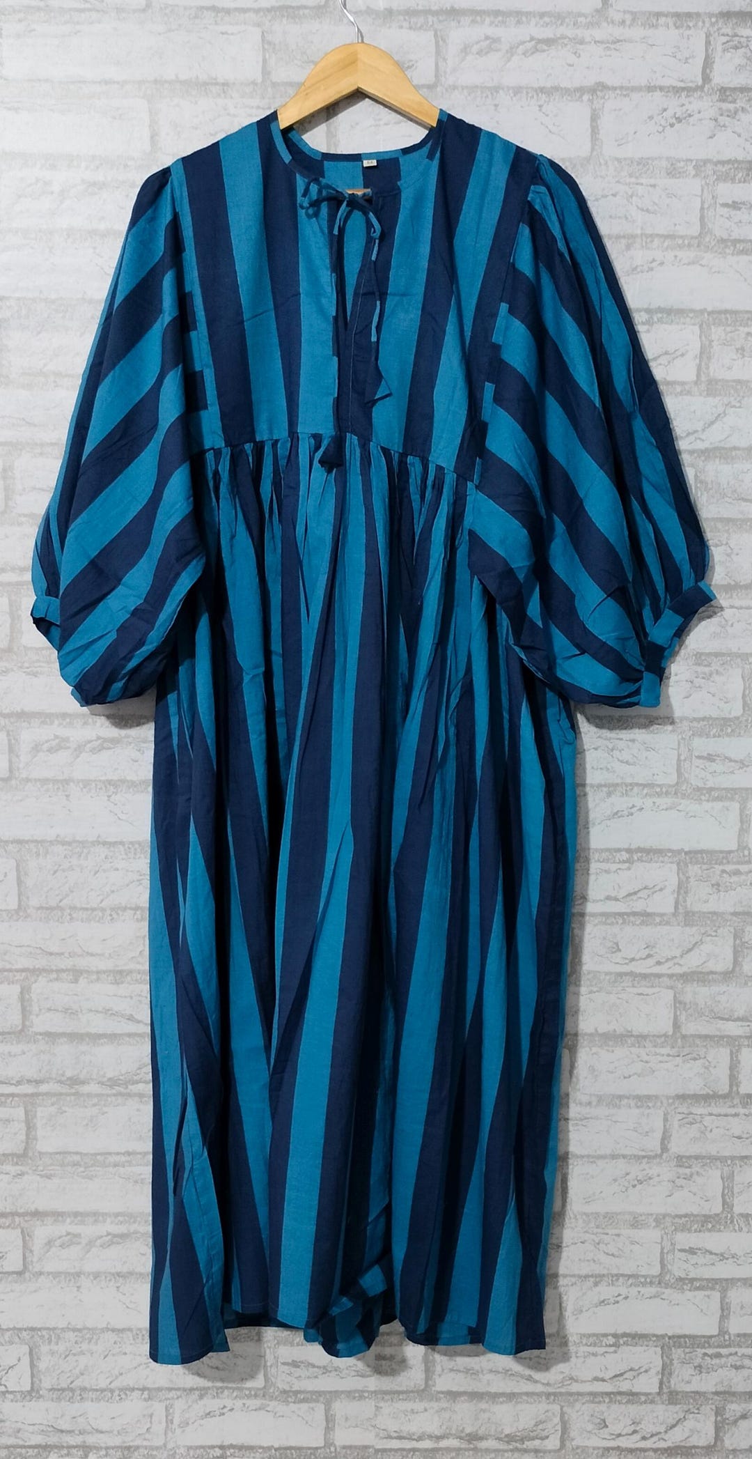 Striped Block Print Cotton Gauze Midi Dress - Etsy