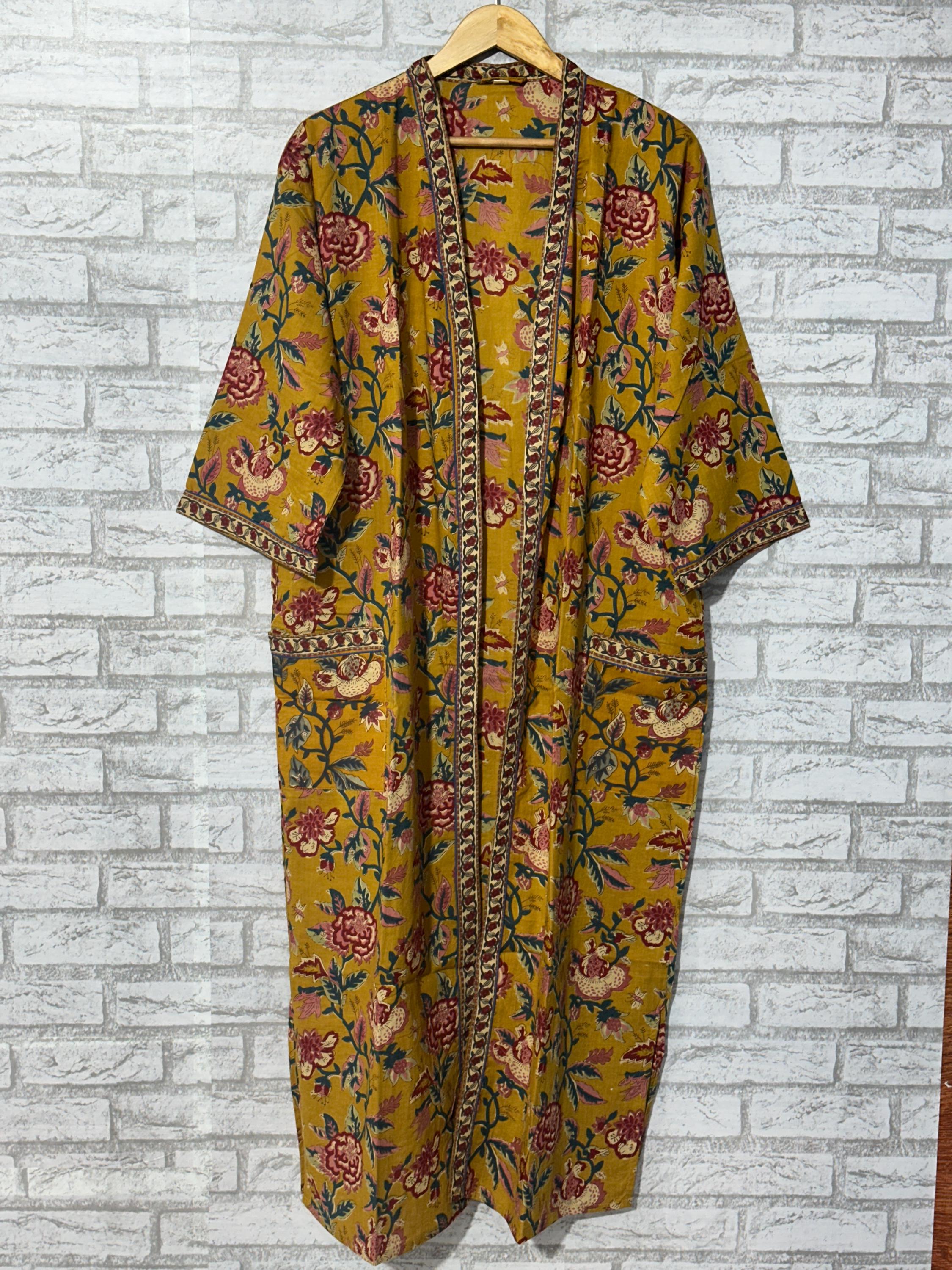 Indian Floral Print Cotton Kimono Robe: Boho Beach Cover Up - Etsy