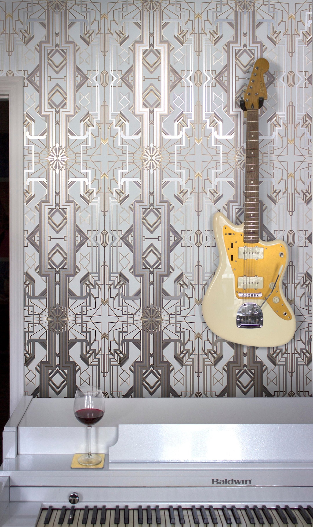 Art Deco Catsby (metallic Silver, Cream & Gold) Wallpaper - Etsy