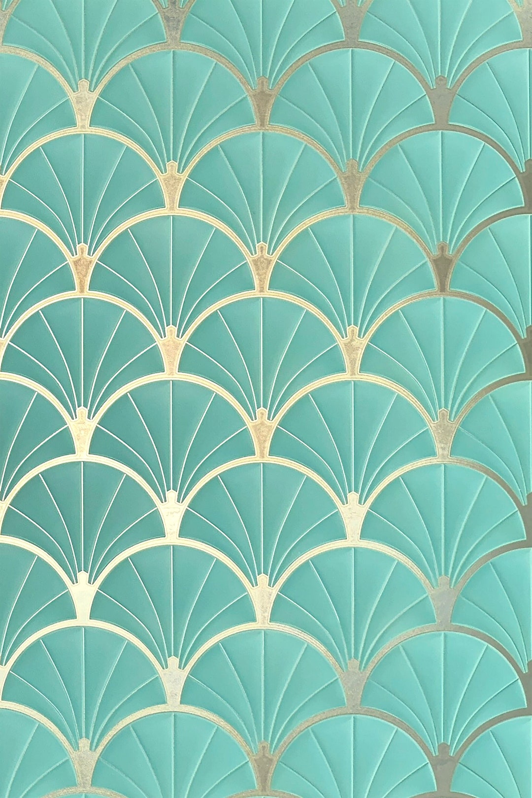 Art Deco Metallic Gold and Teal Wallpaper - Etsy