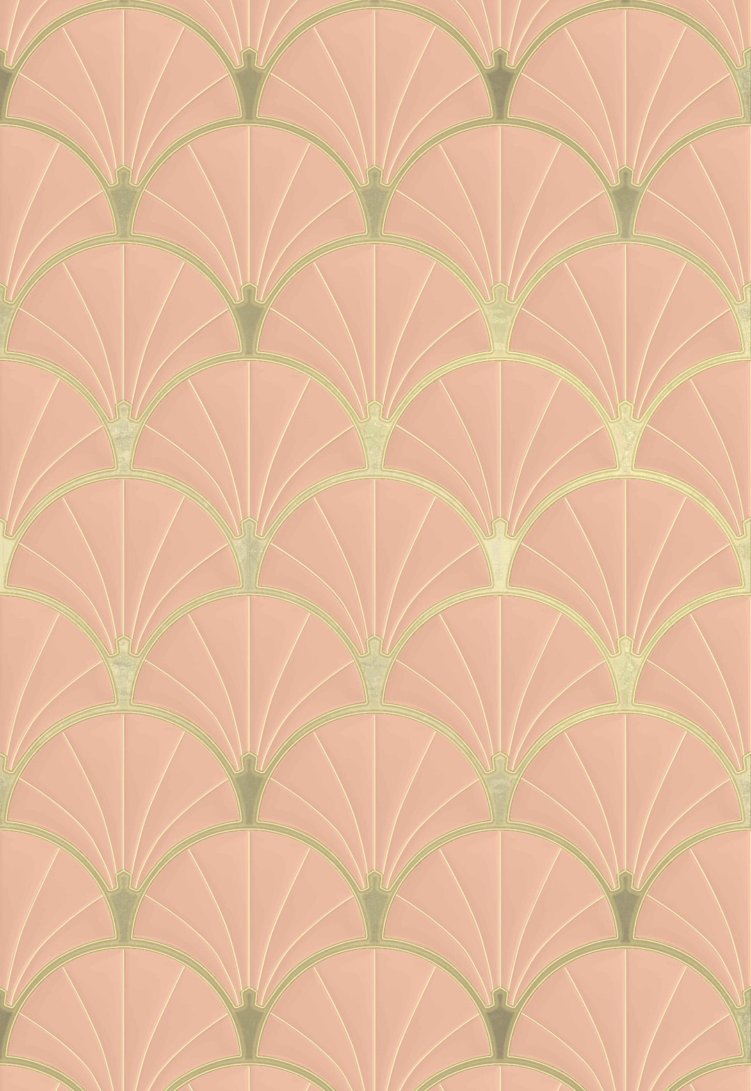 Art Deco Metallic Gold and Peach Wallpaper - Etsy