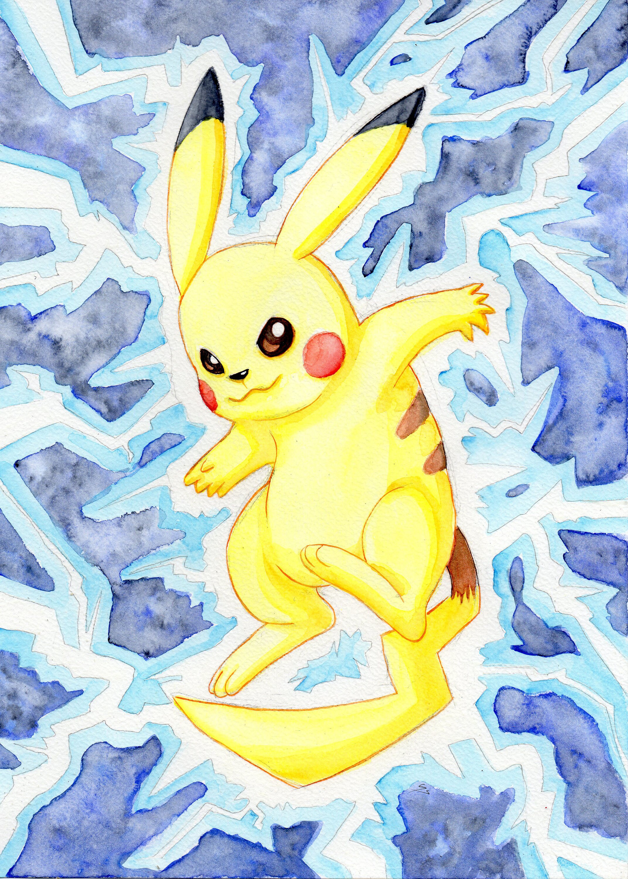 Pokémon Pikachu Watercolor Painting Pokemon Pikachu Glow in - Etsy UK