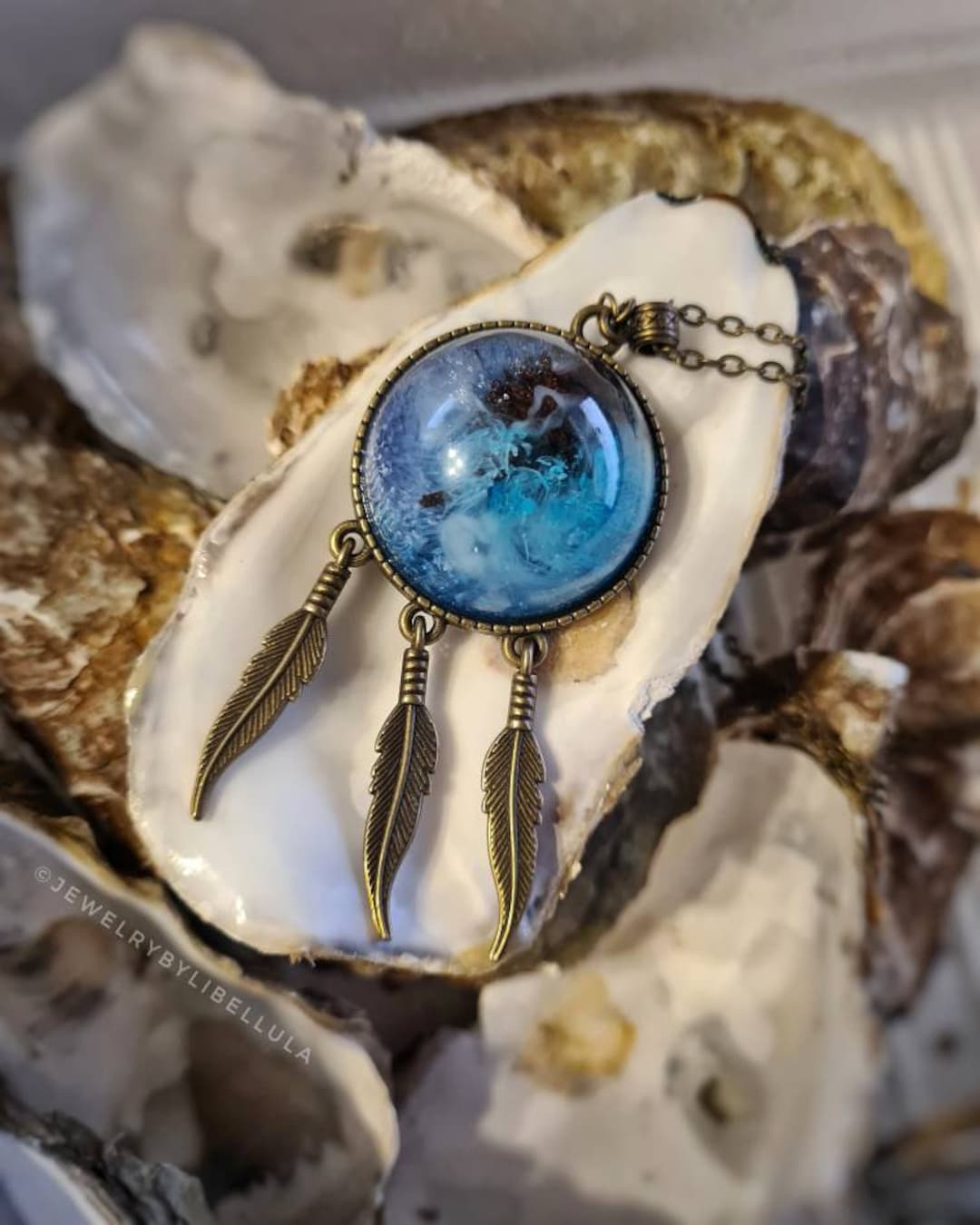 Zielle Vibrant Blue Shimmer Alder Cone Handmade Unique Epoxy Resin ...