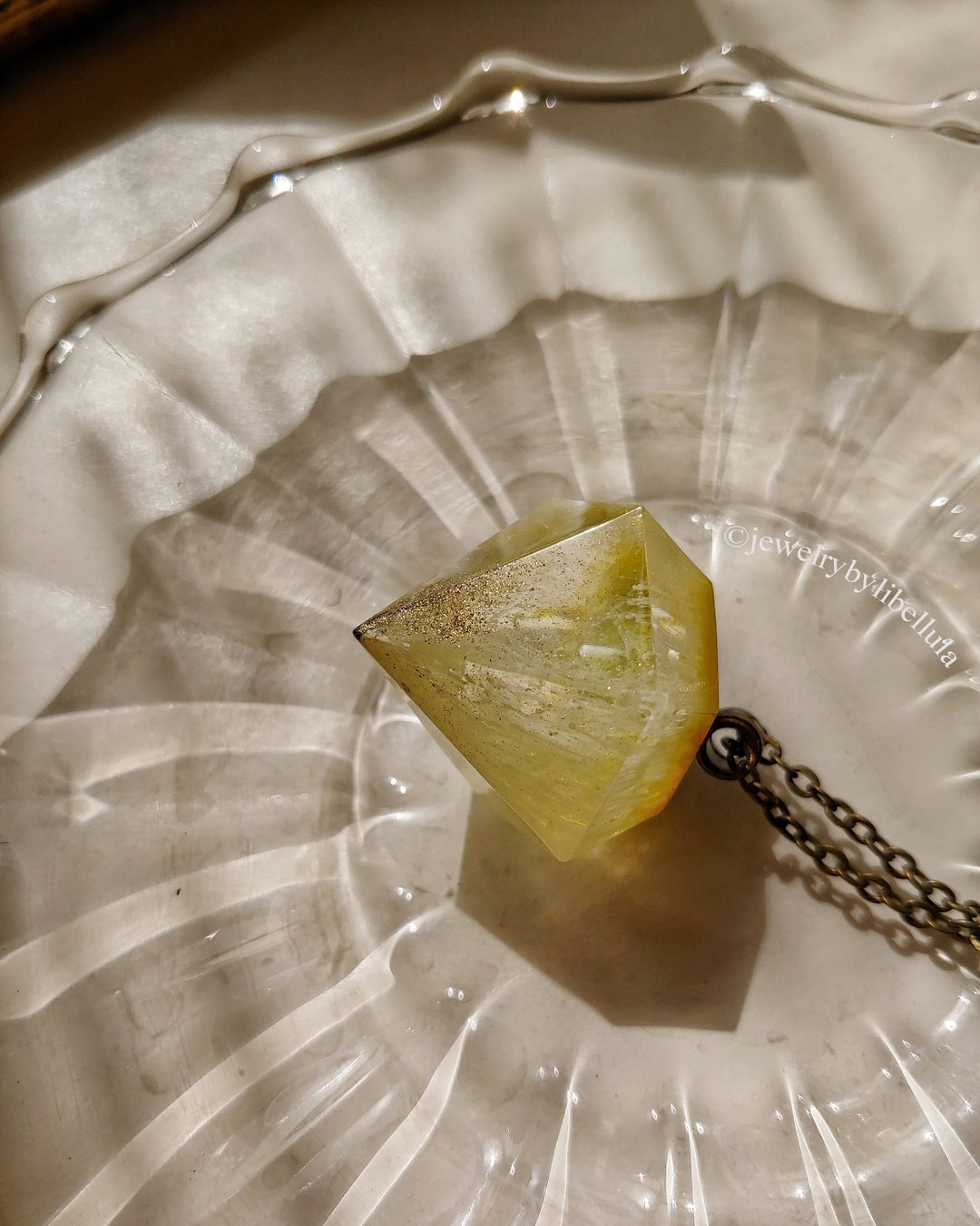 Meline in Yellow With Hint of Gold /handmade Unique Epoxy Resin Jewelry ...