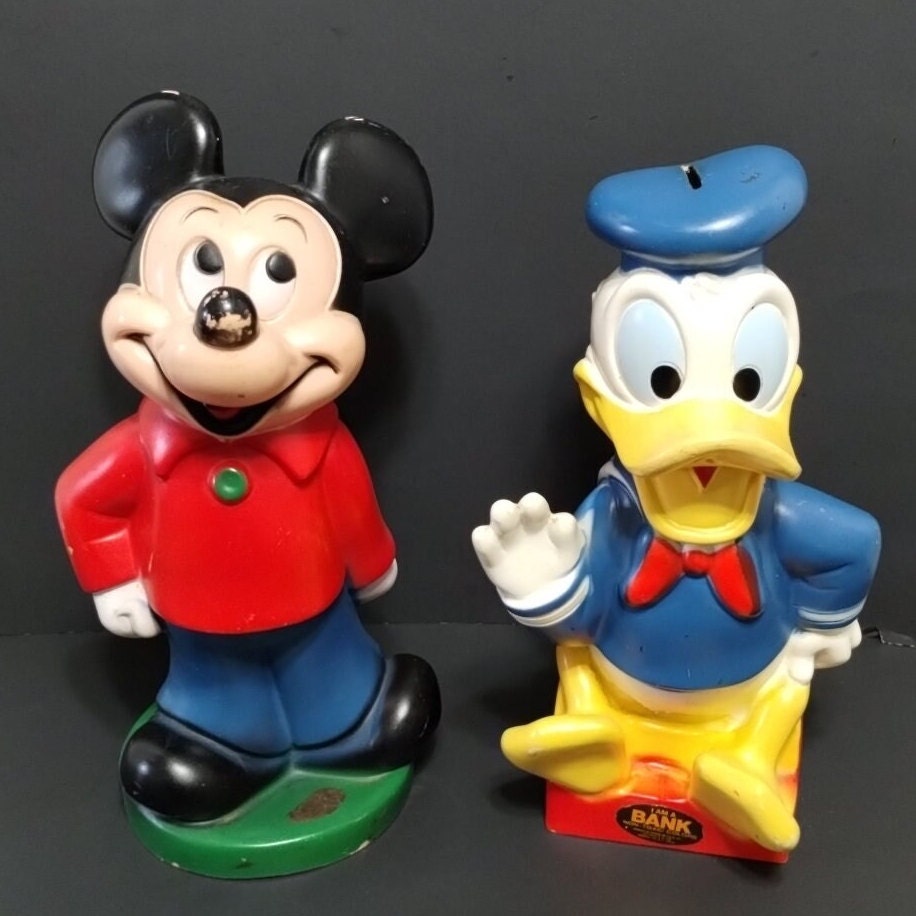 Vintage Walt Disney Coin Banks Mickey Mouse Donald Duck Lot of 2 Play ...