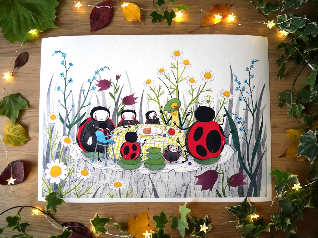 Art Print Children's Watercolor Illustration the Ladybugs' Picnic - Etsy
