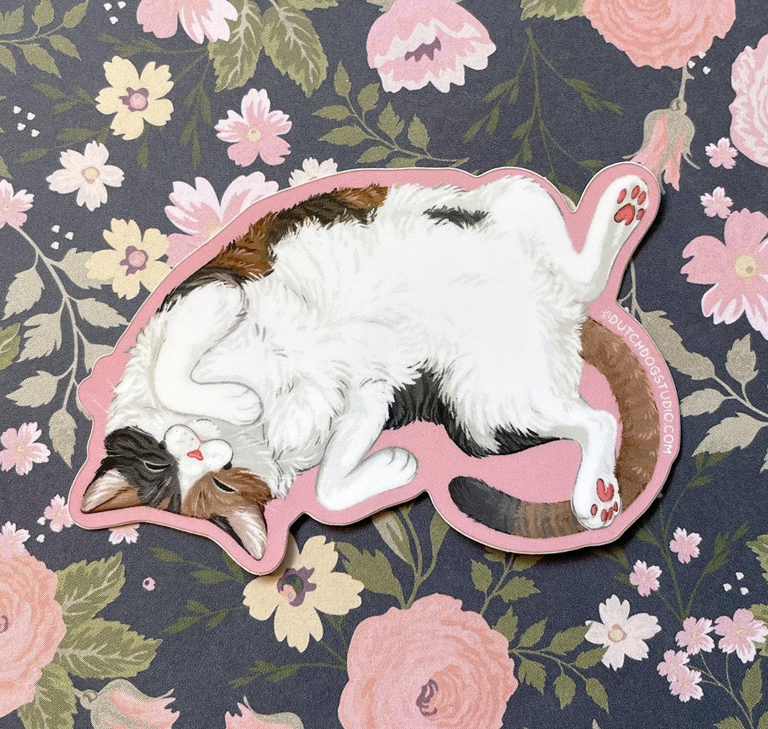 Sticker: Calico Fluffy Cat | Vinyl Sticker - Etsy