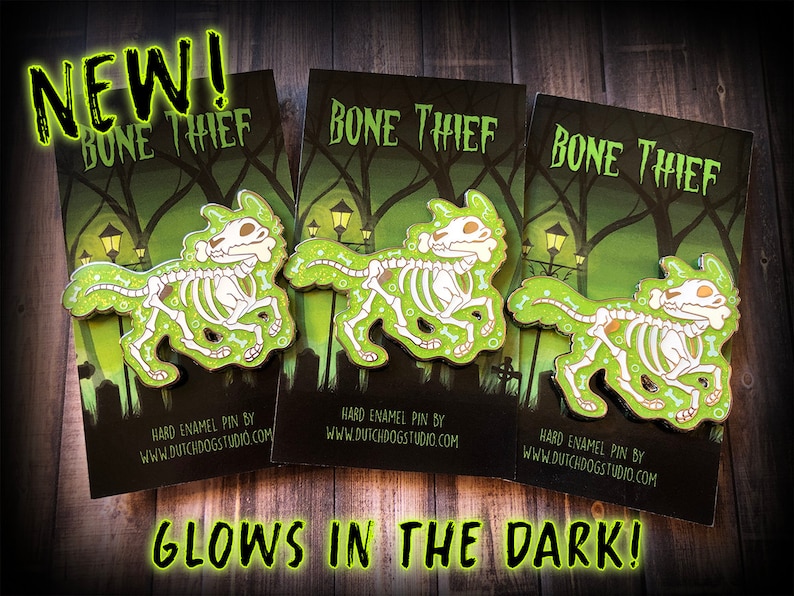 Glow in the Dark Skeleton Dog Enamel Pin: Spooky Halloween Pup - Etsy