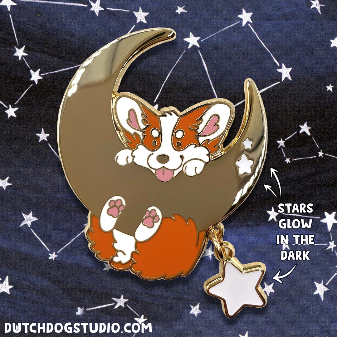 Enamel Pin: Over the Moon - Corgi - Etsy