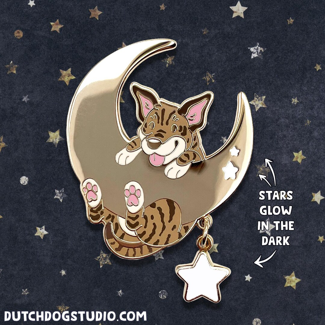 Enamel Pin: Over the Moon - Brindle Bully - Etsy