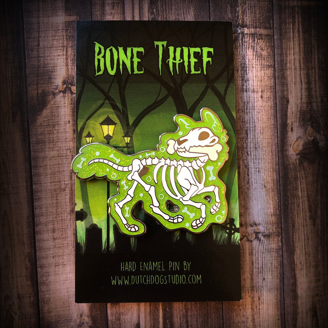 Enamel Pin: Bone Thief Hard Enamel Pin Spooky Pup Skeleton - Etsy