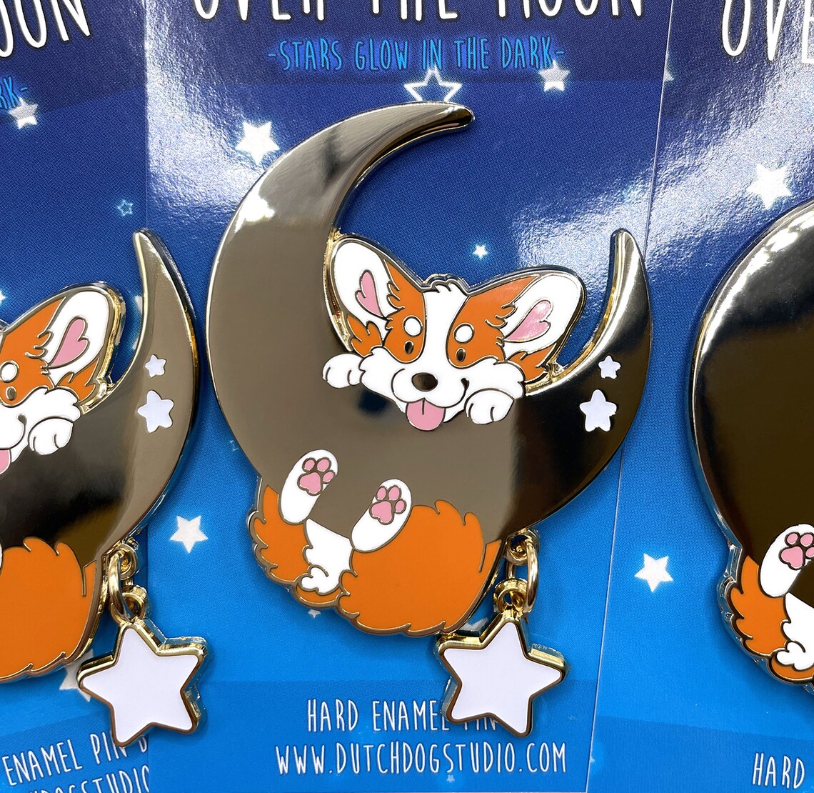 Enamel Pin: Over the Moon - Corgi - Etsy