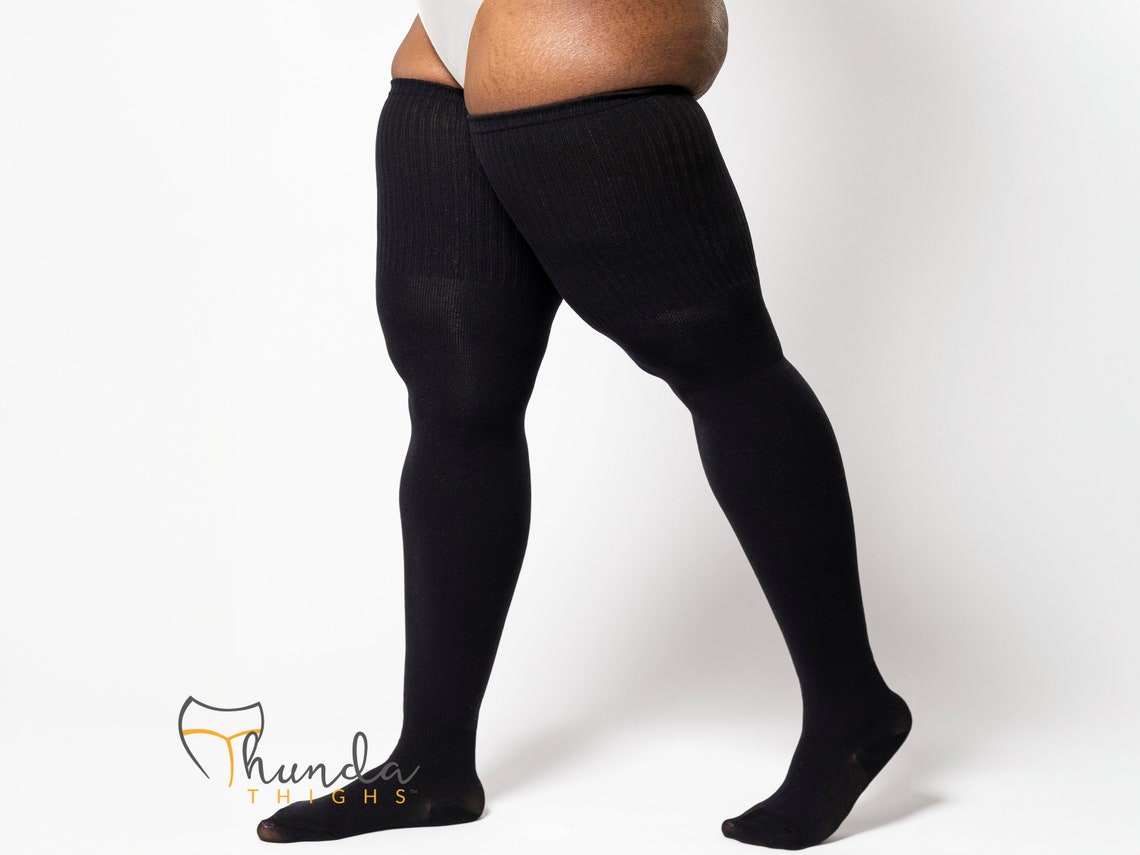 Thunda Thighs - Plus Size Thigh High Socks - Ny Hi - Onyx - Etsy