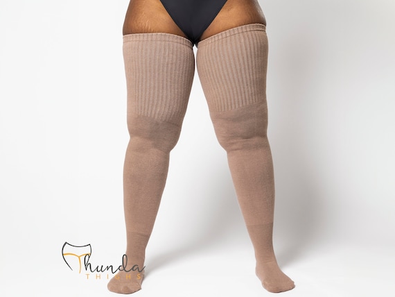 REAL PLUS SIZE Thigh Highs Thunda Tubbies Over the Knee Long Socks Made for Thighs 27 42 Timeless Taupe Etsy