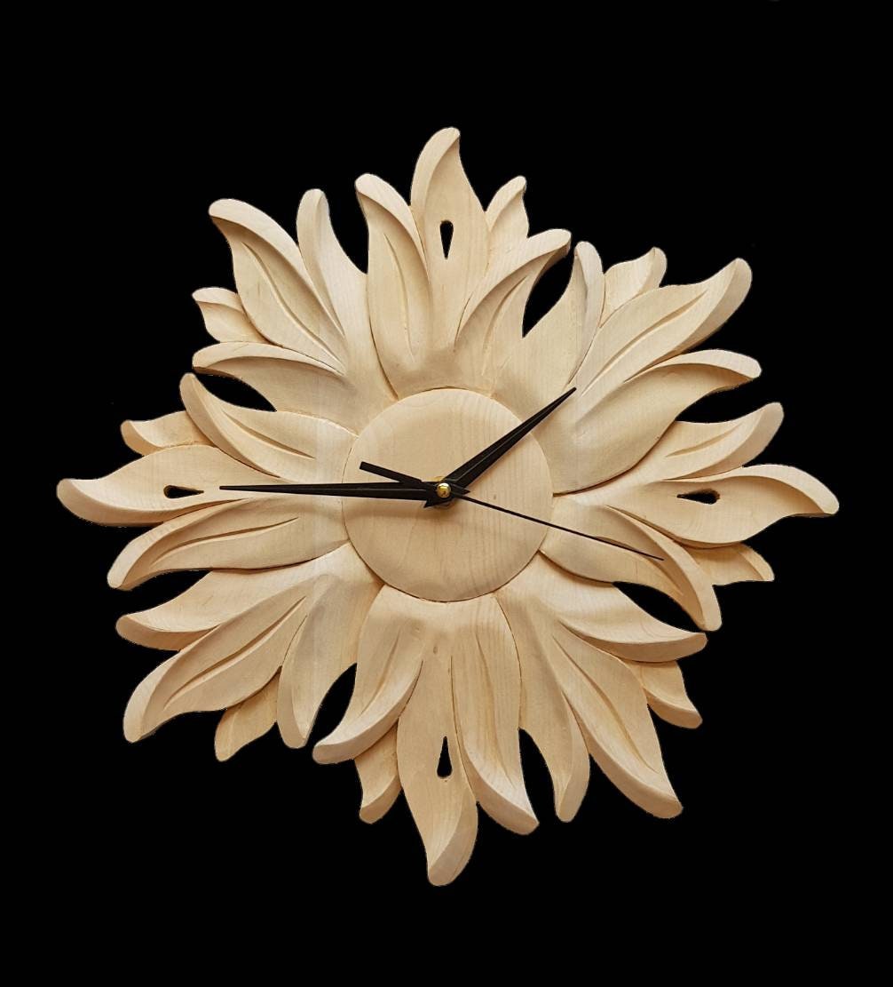 Wood Clock Carving Wall Clock Abstract Clock Carving Clock - Etsy
