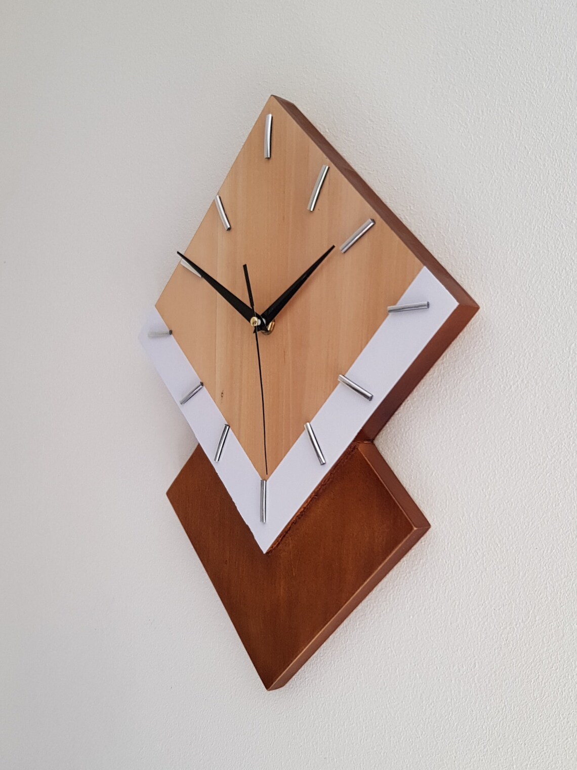 Wood Clock Wall Clock Abstract Clock Designer Wooden Wall - Etsy