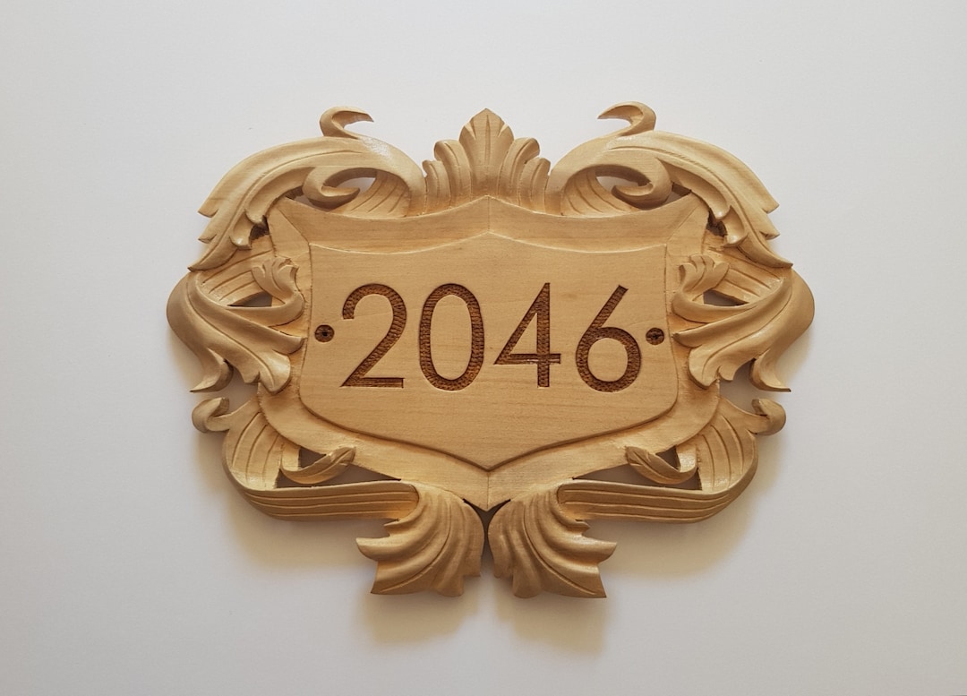 Hand Carved Wood Sign: Custom House Number, Family Name Plaque - Etsy