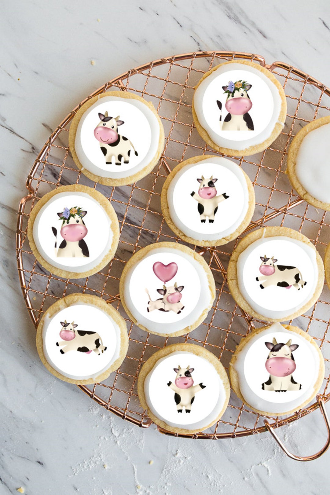 Edible Cute Cow Cupcake Toppers, Farm Animals Cupcake Toppers, Cow ...