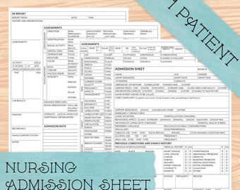 Nursing Admission Report Sheet - Etsy