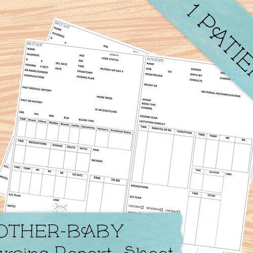 MATERNITY POSTPARTUM Nursing Report Sheet Template - Etsy