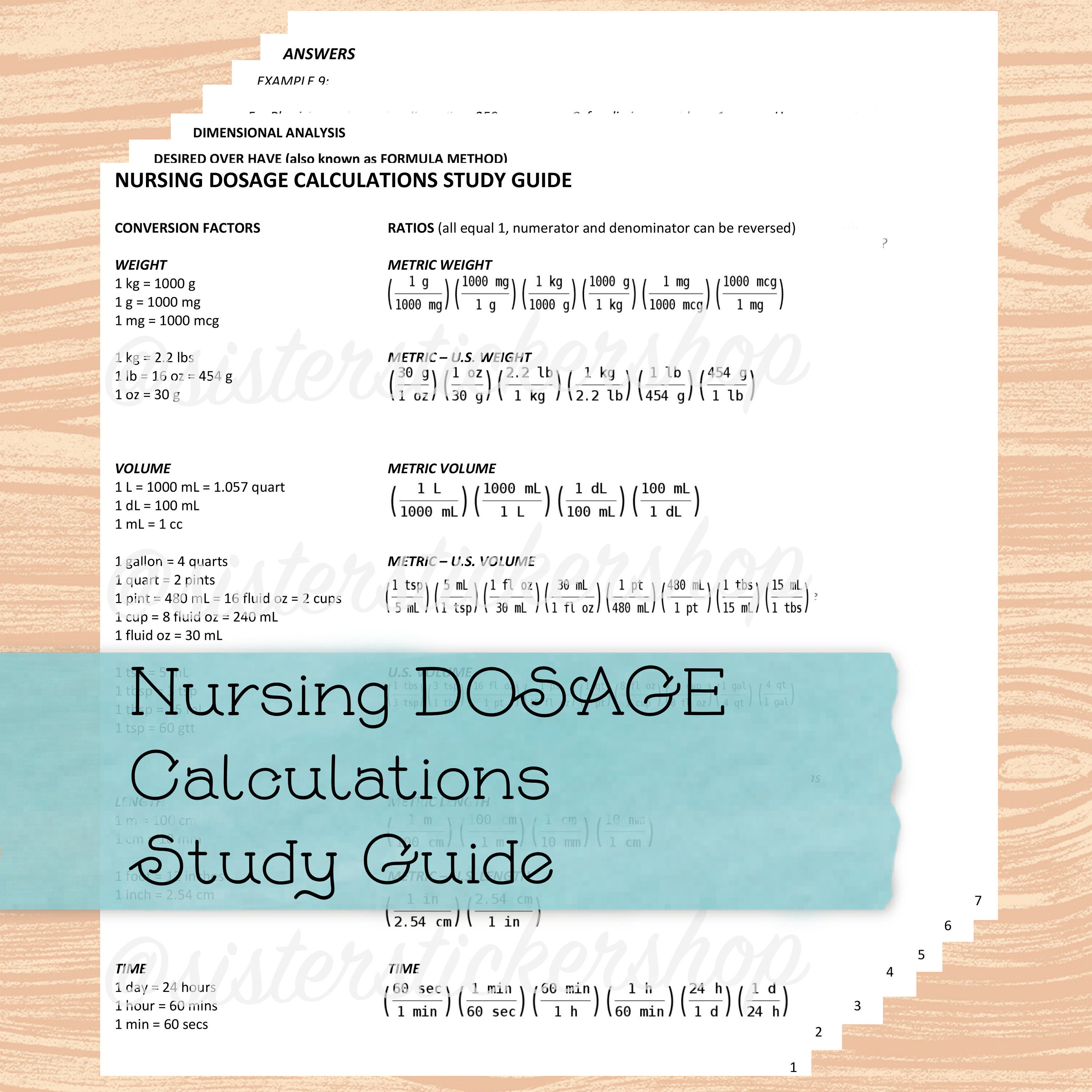 Nursing Dosage Calculations Study Guide