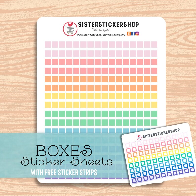BOXES FLAGS CIRCLES Sticker Sheets Bullet Journal Planner - Etsy