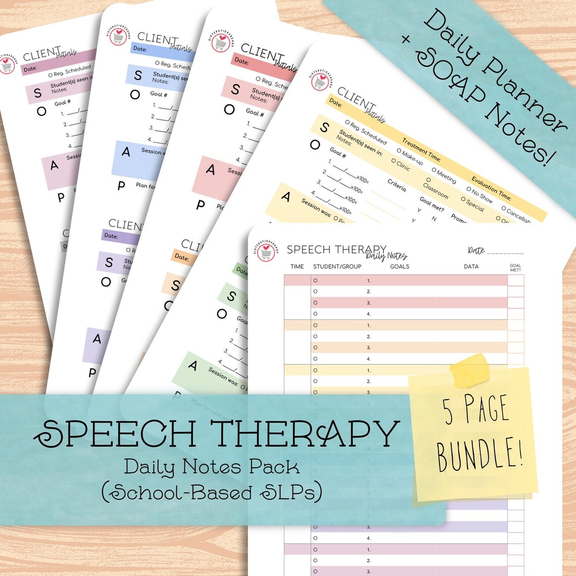 SPEECH THERAPY Daily Notes 5-sheet Bundle daily Planner - Etsy