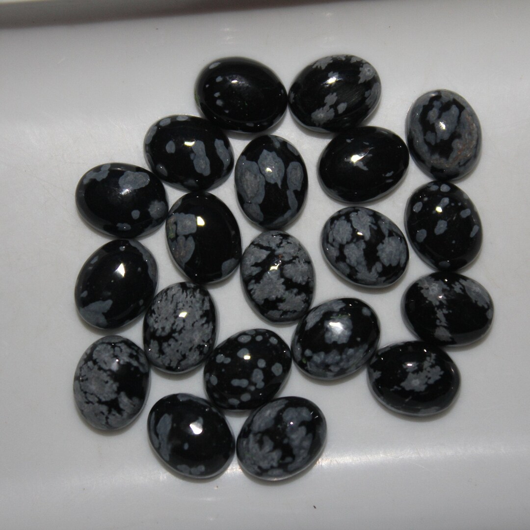 Snowflake Obsidian 10x8mm, 12x10mm, 14x10mm, 16x12mm Flat Back Oval ...