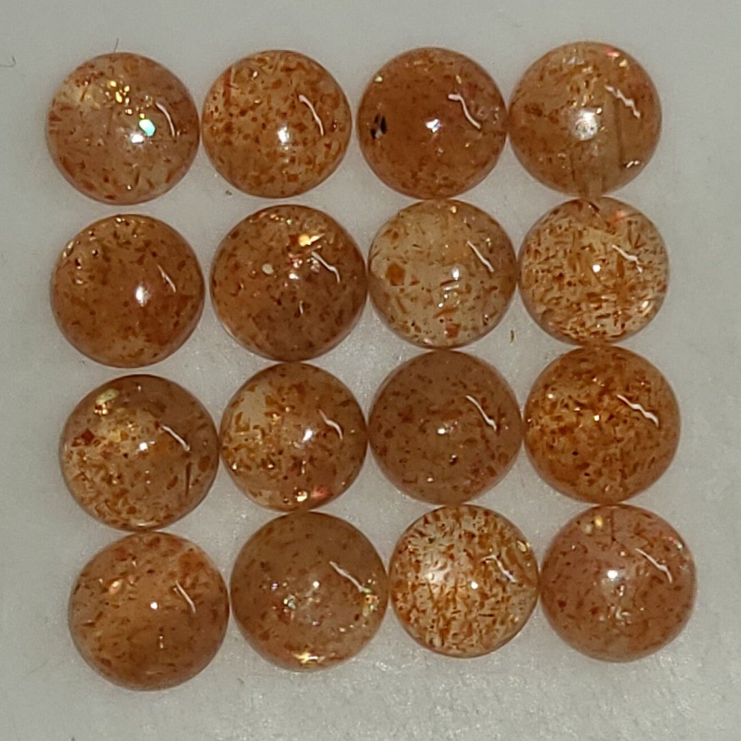Sunstone 6mm, 8mm, 8.3mm, 10mm & 12mm Flat Back Round Cabochon Loose ...