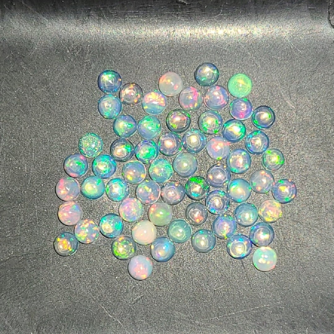 Ethiopian Opal 2mm, 3mm, 4mm, 5mm, 6mm & 7mm Flat Back Round Cabochon ...