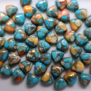 Spiny Oyster Copper (mohave) Turquoise 6x6mm & 8x8mm Trillion Flat Back ...