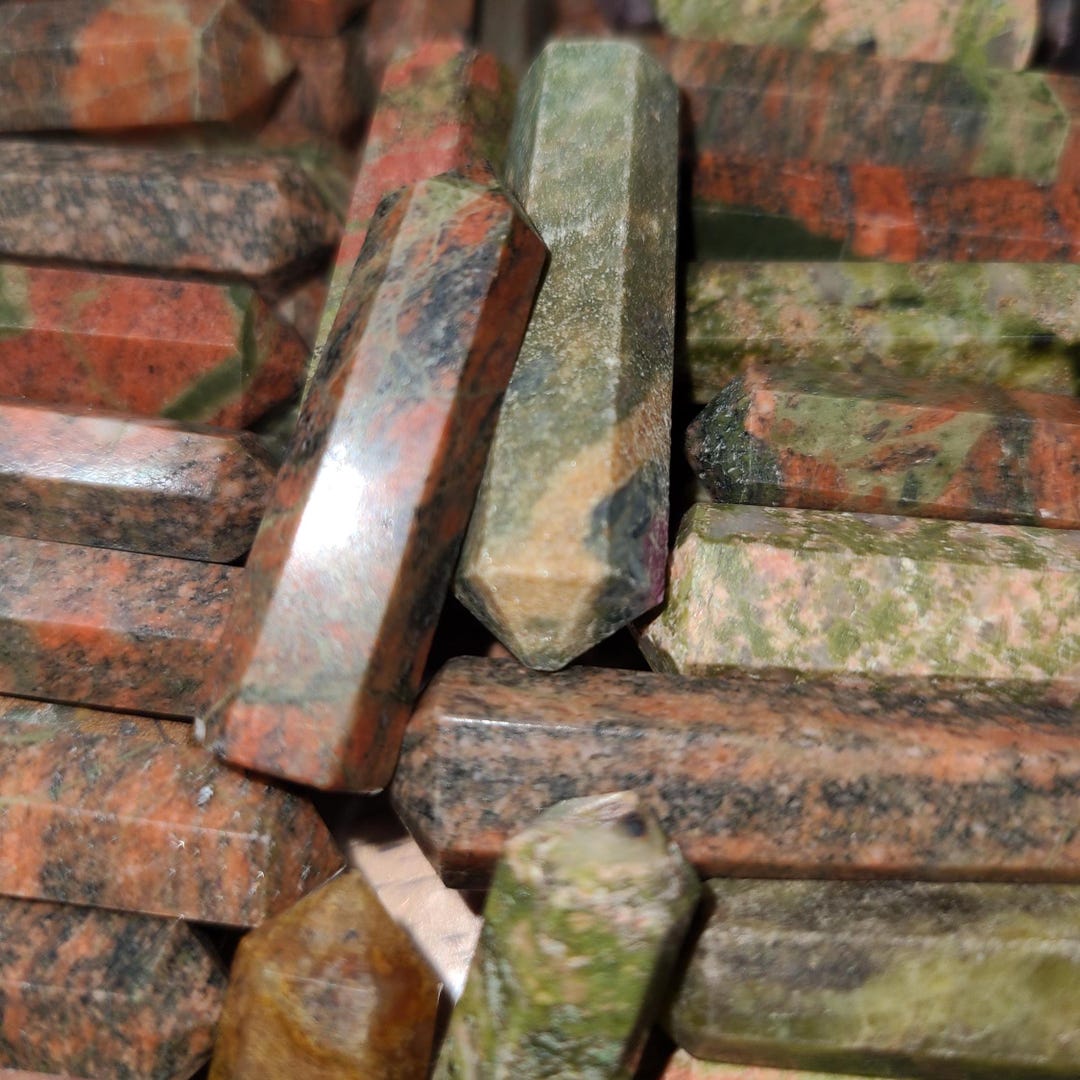 Unakite Aka Epidote Granite, Epidotized Granite Single Terminal Pencil ...