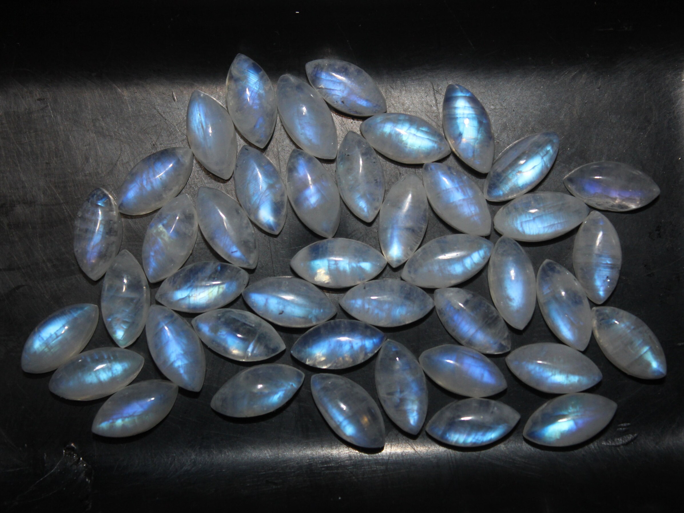 Rainbow Moonstone 8x4mm, 10x5mm, 12x6mm, 14x7mm & 16x8mm Cabochon ...