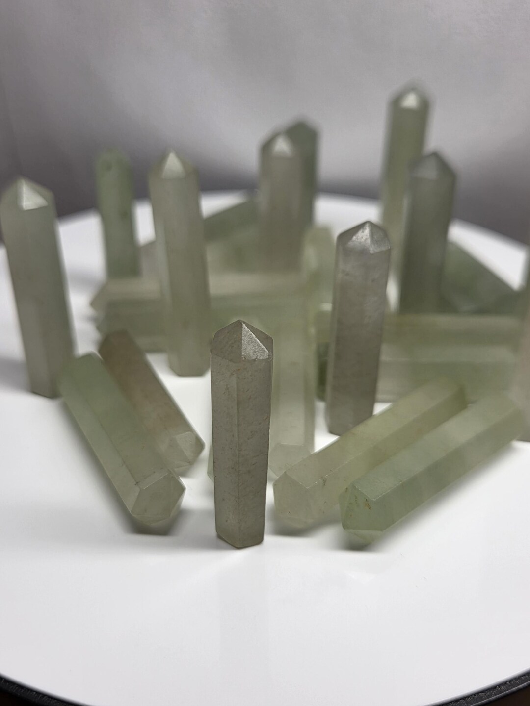 Green Jade Single Terminal Pencil Points, Obelisk Crystal, Gemstone ...