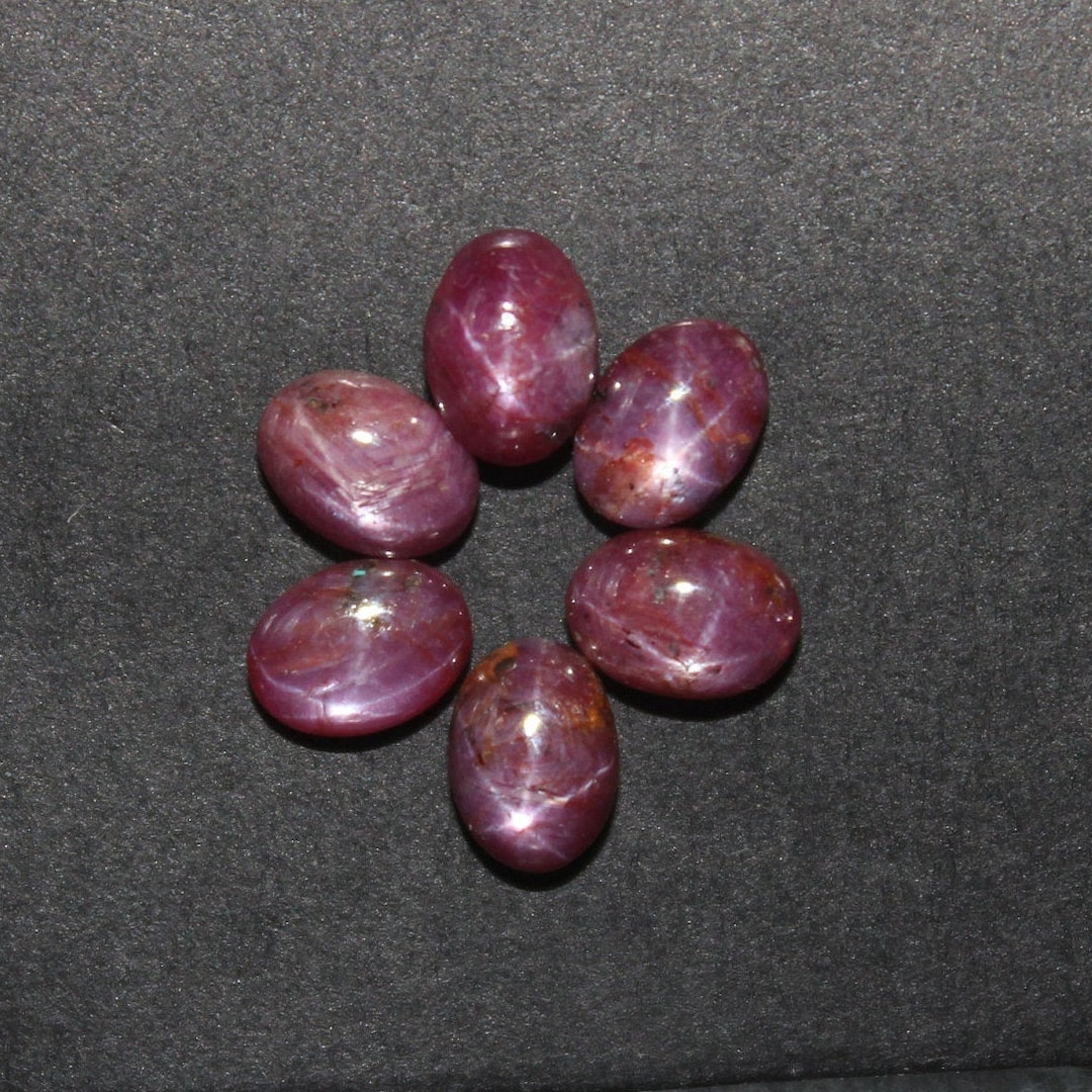 Six Ray Star Ruby (mysore) 6x4mm, 7x5mm, 8x6mm & 9x7mm Cabochon Oval ...