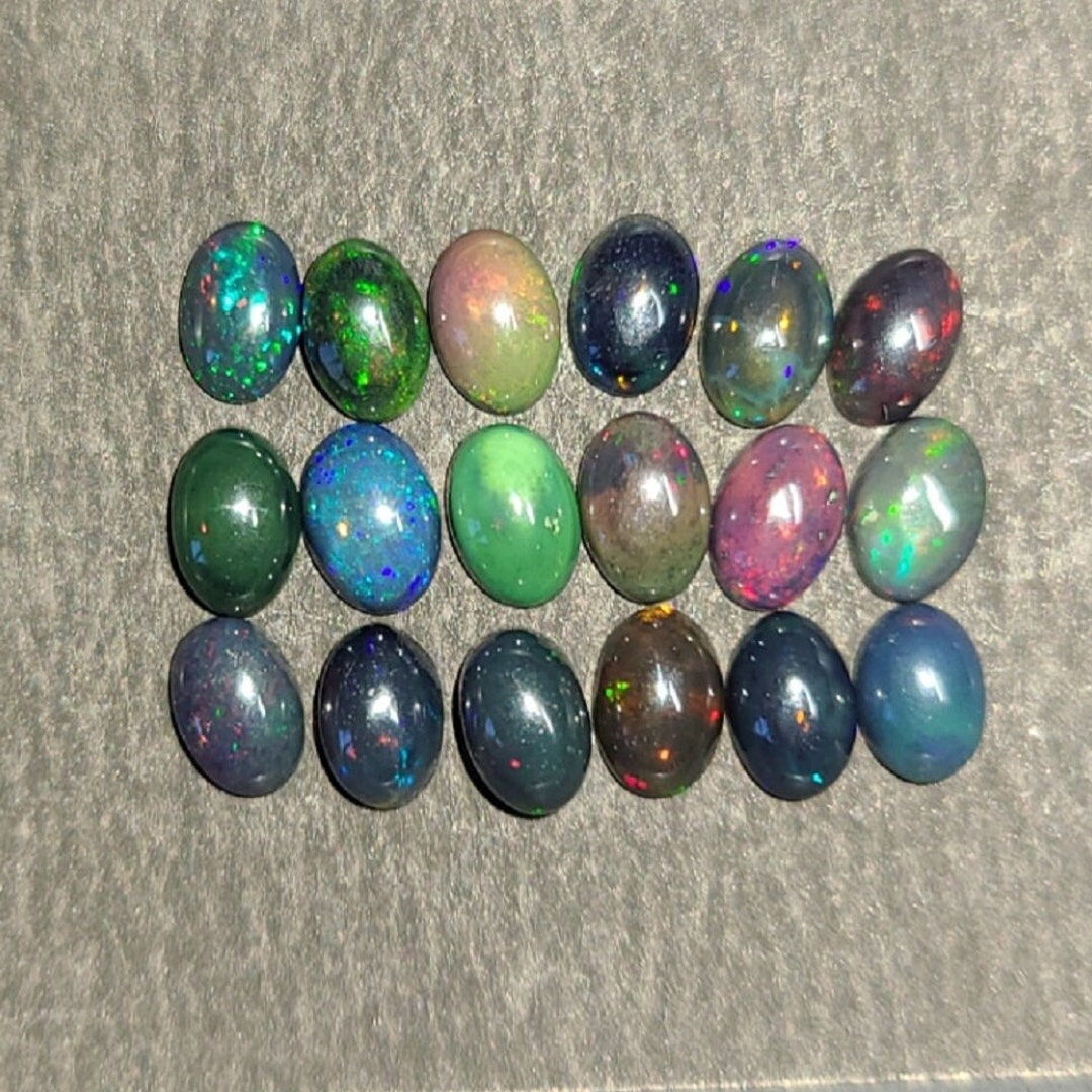 Ethiopian Black Opal 6x4mm, 7x5mm, 8x6mm, 9x7mm Flat Back Oval Cabochon Loose Gemstone(s) - Etsy