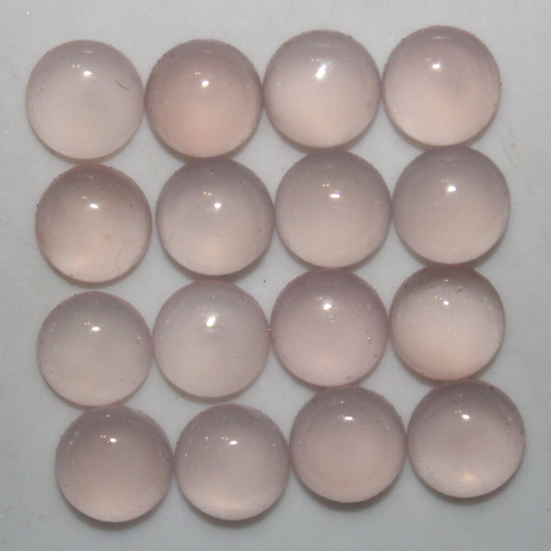 Pink Chalcedony 4mm, 5mm, 6mm, 8mm, 10mm, 12mm Flat Back Round Cabochon ...