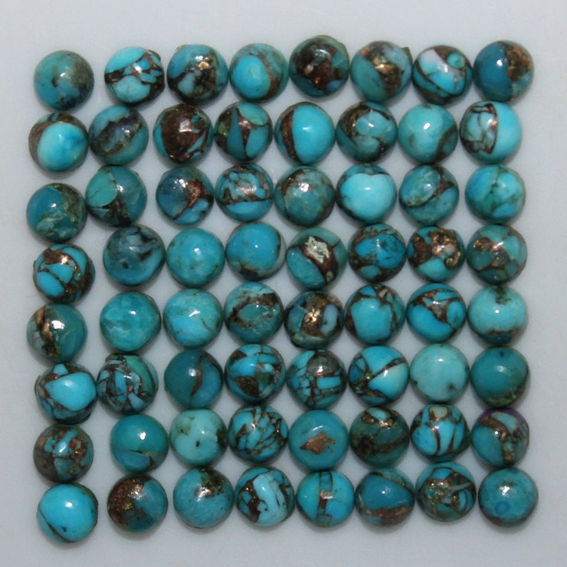 Blue Copper Turquoise Round Cabochon 3mm, 4mm, 5mm, 6mm, 8mm, 10mm ...