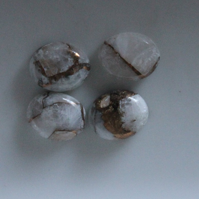 White Copper Calcite Flat Back Oval Cabochon 6x4mm, 7x5mm, 8x6mm, 9x7mm ...