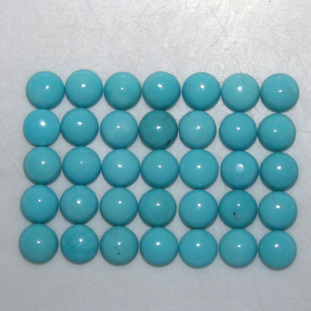 Blue Turquoise Round Cabochon 4mm, 5mm, 6mm, 8mm, 10mm Loose Gemstones ...