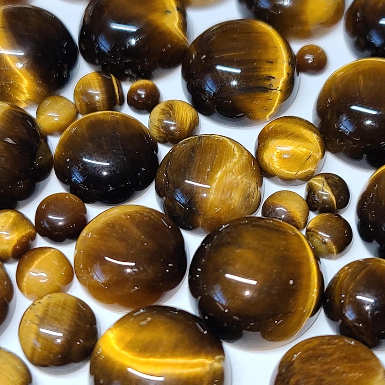Tiger Eye Flat Back Round Cabochon 4mm, 5mm, 6mm, 8mm, 10mm, 12mm ...