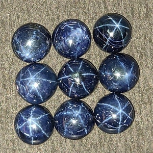 Blue Star Sapphire (diffused) 5mm, 6mm, 7mm, 8mm Flat Back Cabochon ...